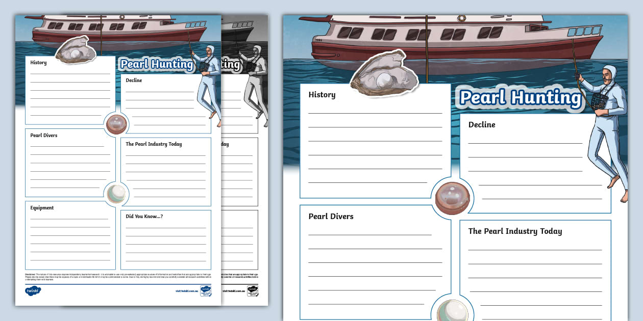 Pearl Hunting Fact File Template (teacher made) - Twinkl