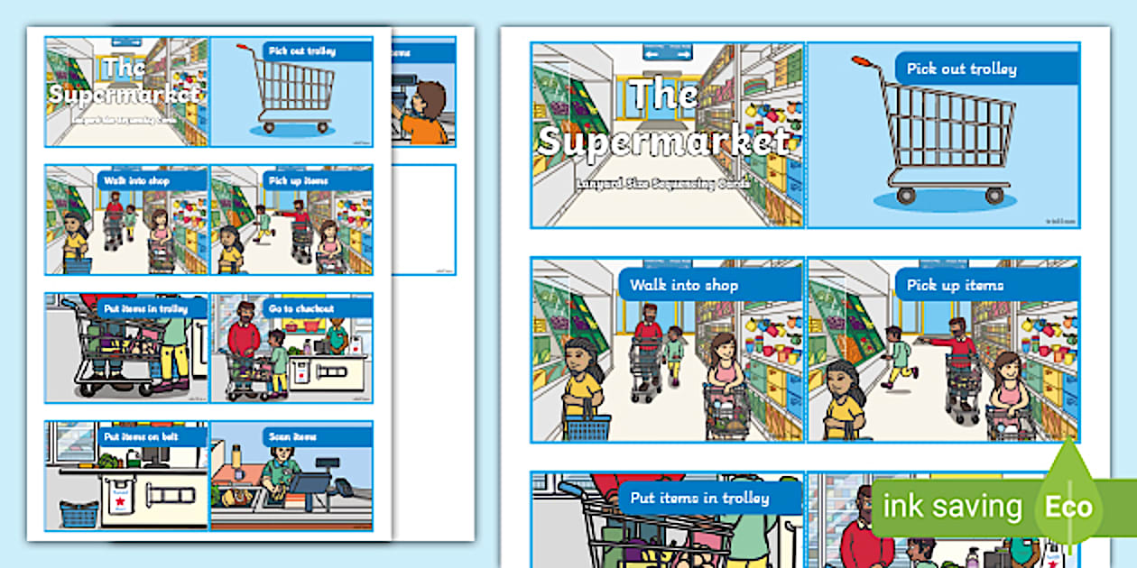 Lanyard Supermarket Sequencing Cards (professor feito)
