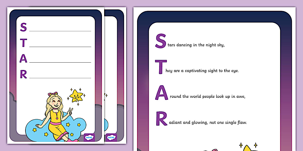 * NEW * Star Acrostic Poem Example and Template - Twinkl