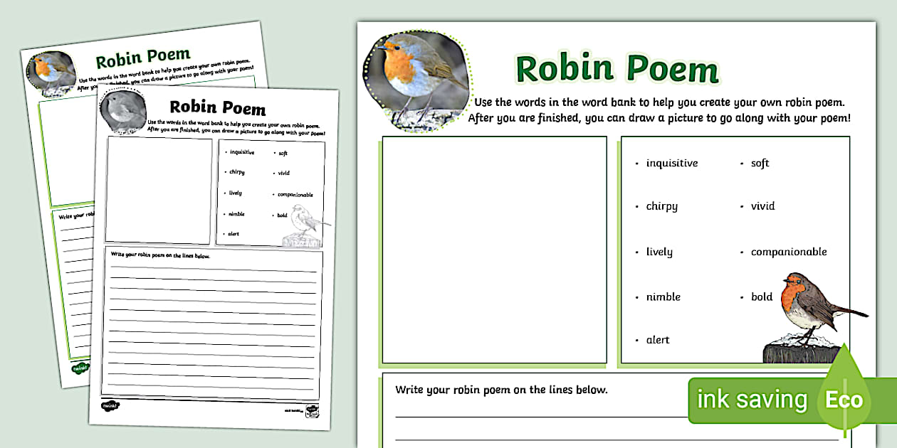 3rd-6th Class Robin Poem Writing Template (teacher made)