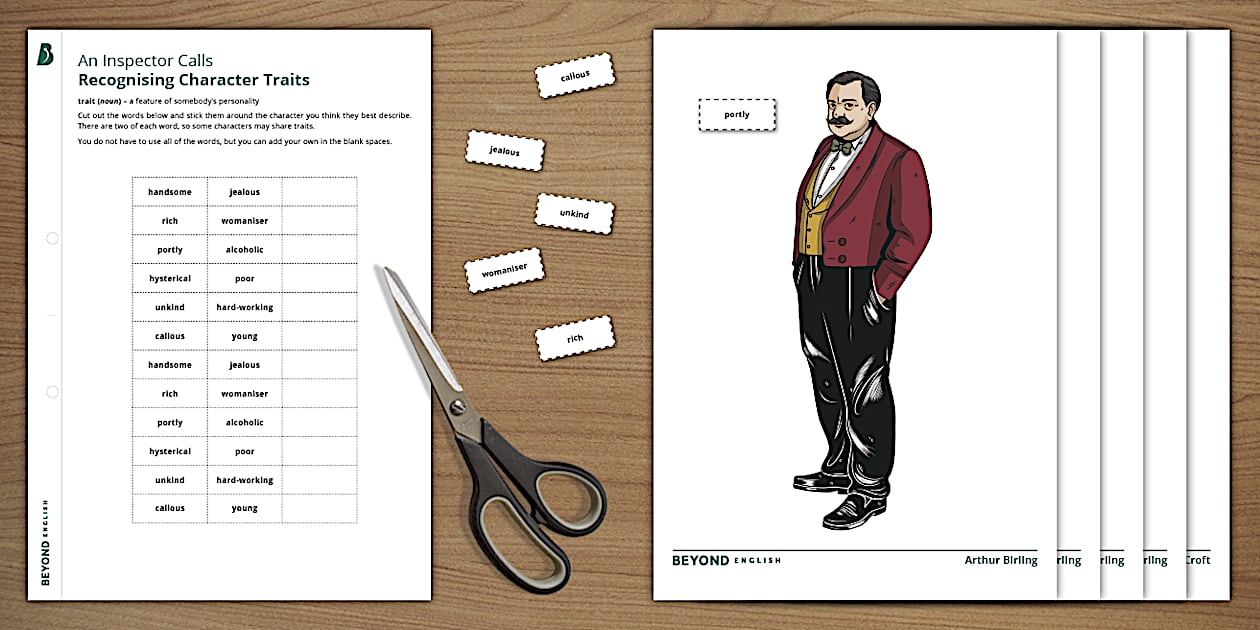 GCSE An Inspector Calls: Recognising Character Traits Worksheet / Worksheet