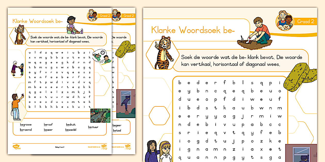 FREE! - Graad 2 Klanke Woordsoek be- (Teacher-Made) - Twinkl