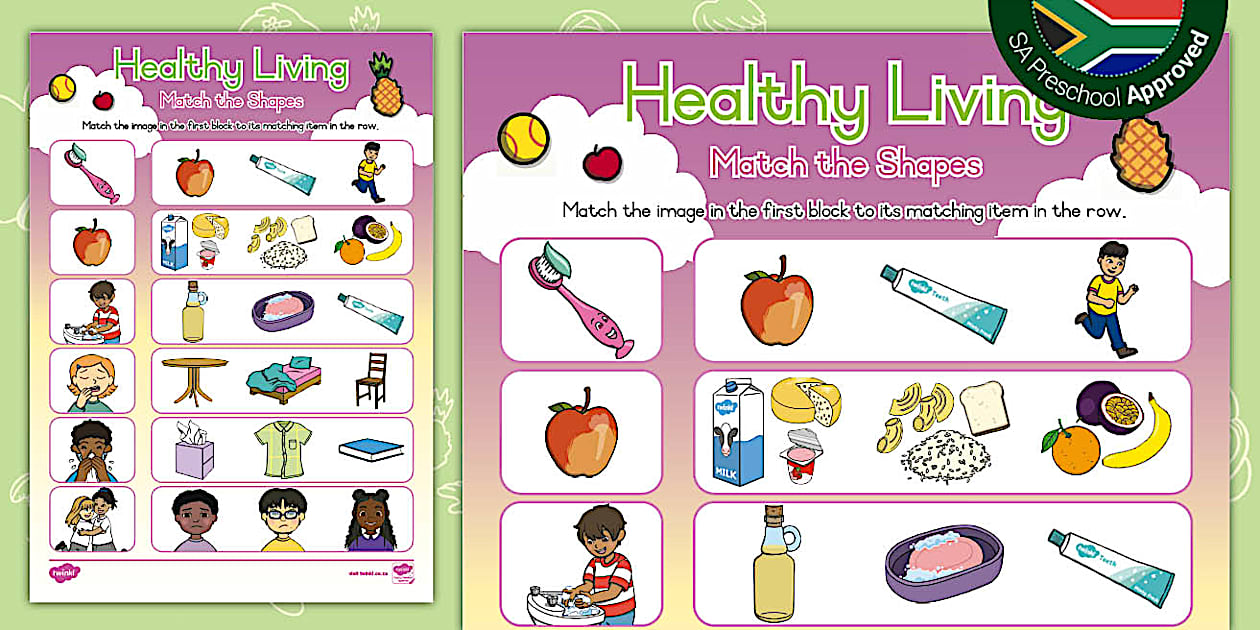 Match the Healthy Living Items Activity Sheet - Twinkl