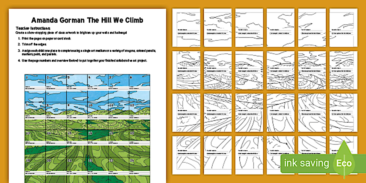 Amanda Gorman The Hill We Climb Group Coloring Poster