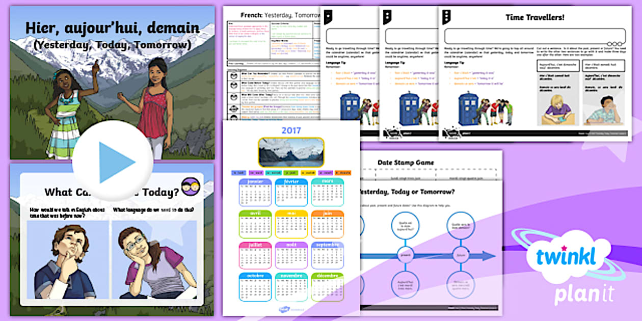French: Time: Yesterday, Today, Tomorrow Year 3 Lesson Pack 6