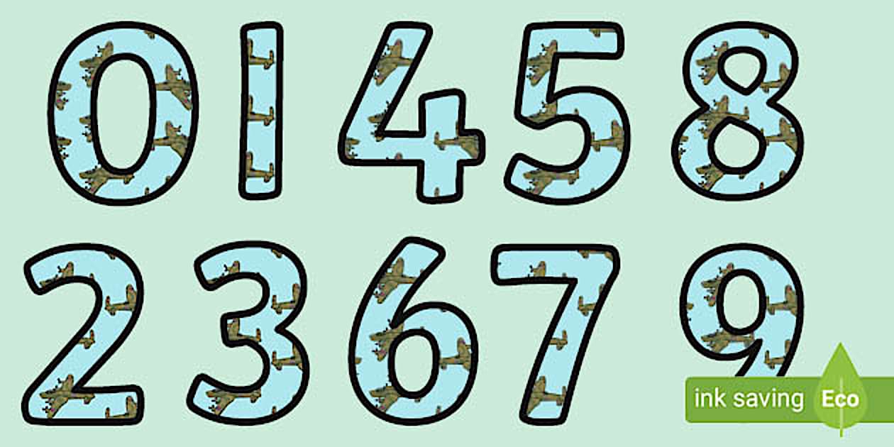 World War Two Aeroplane Themed Display Numbers - Twinkl