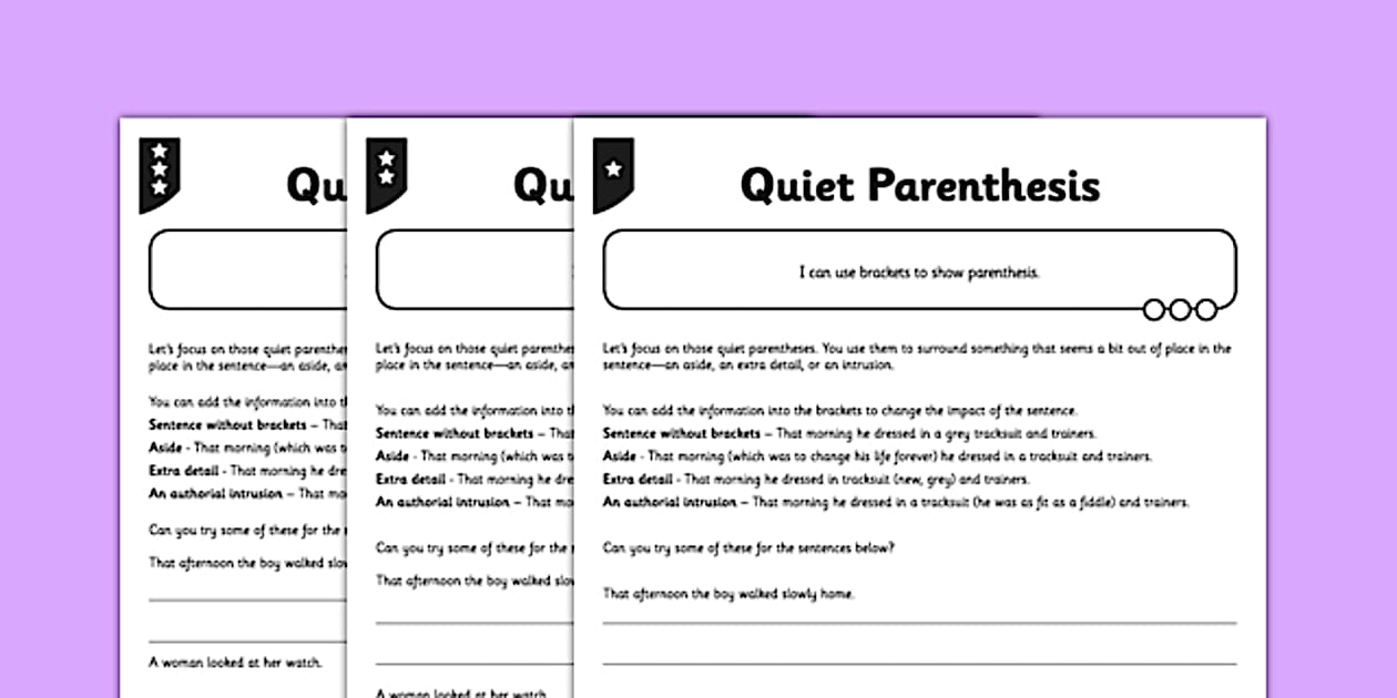 Editable Quiet Parenthesis Differentiated Worksheet Pack