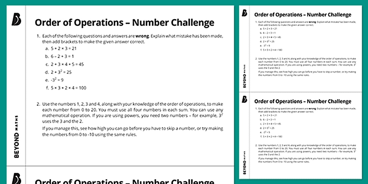 👉 Order of Operations - Number Challenge | Beyond