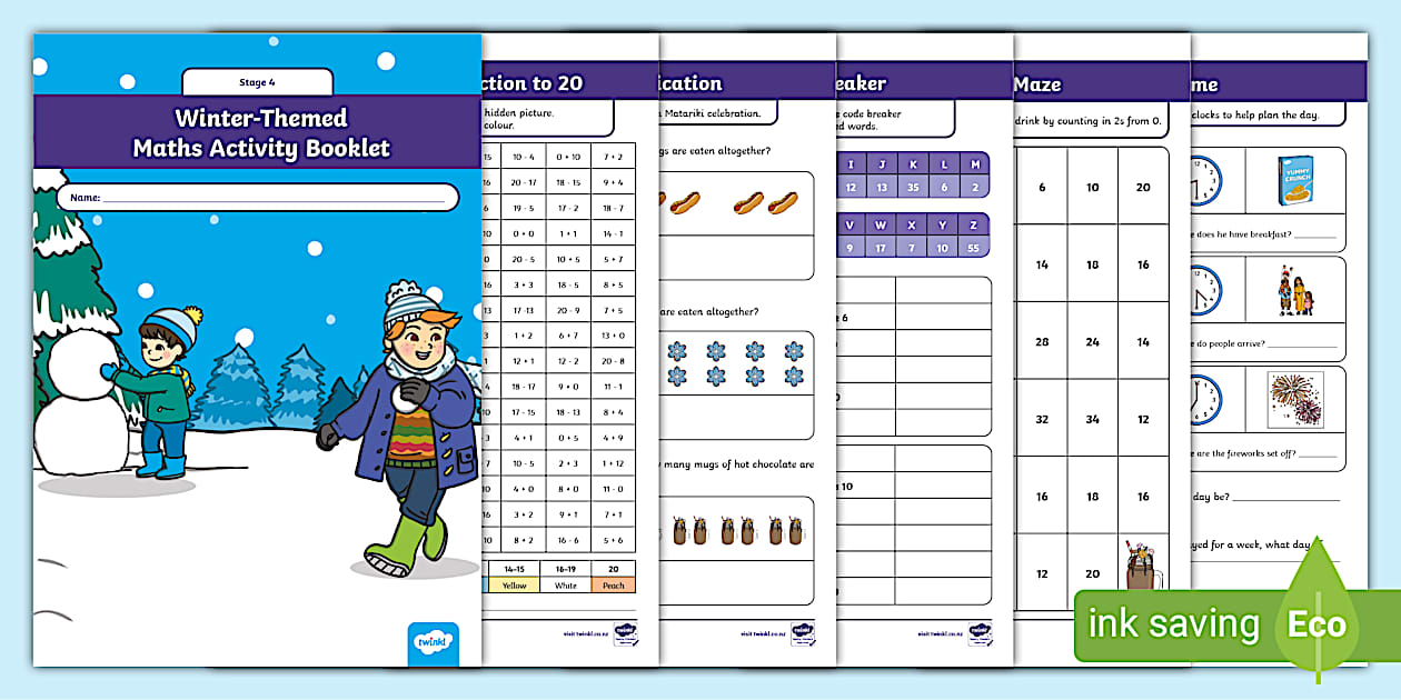Stage 4 Winter-Themed Maths Activity Booklet NZ - Twinkl