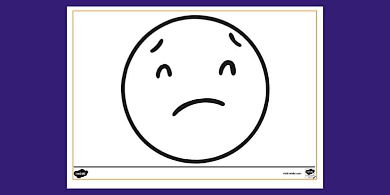 Worried Face Colouring Sheet | Colouring Sheets - Twinkl