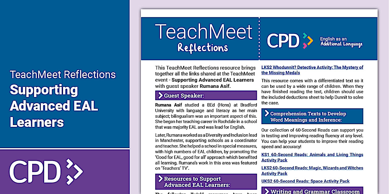 TeachMeet Reflections - Supporting Advanced EAL Learners