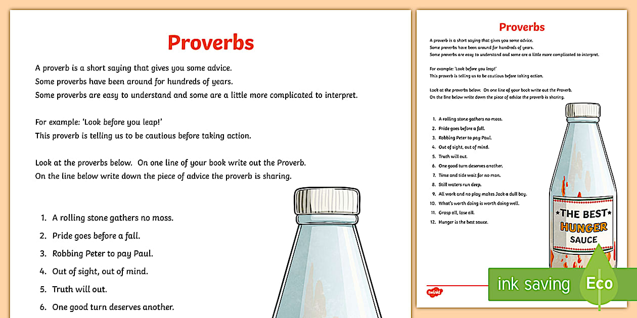 Proverbs in English with Meanings | Worksheet (teacher made)