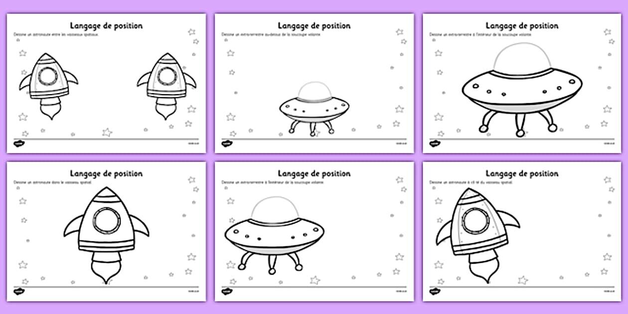 Alien Positional Language Worksheets French - Twinkl