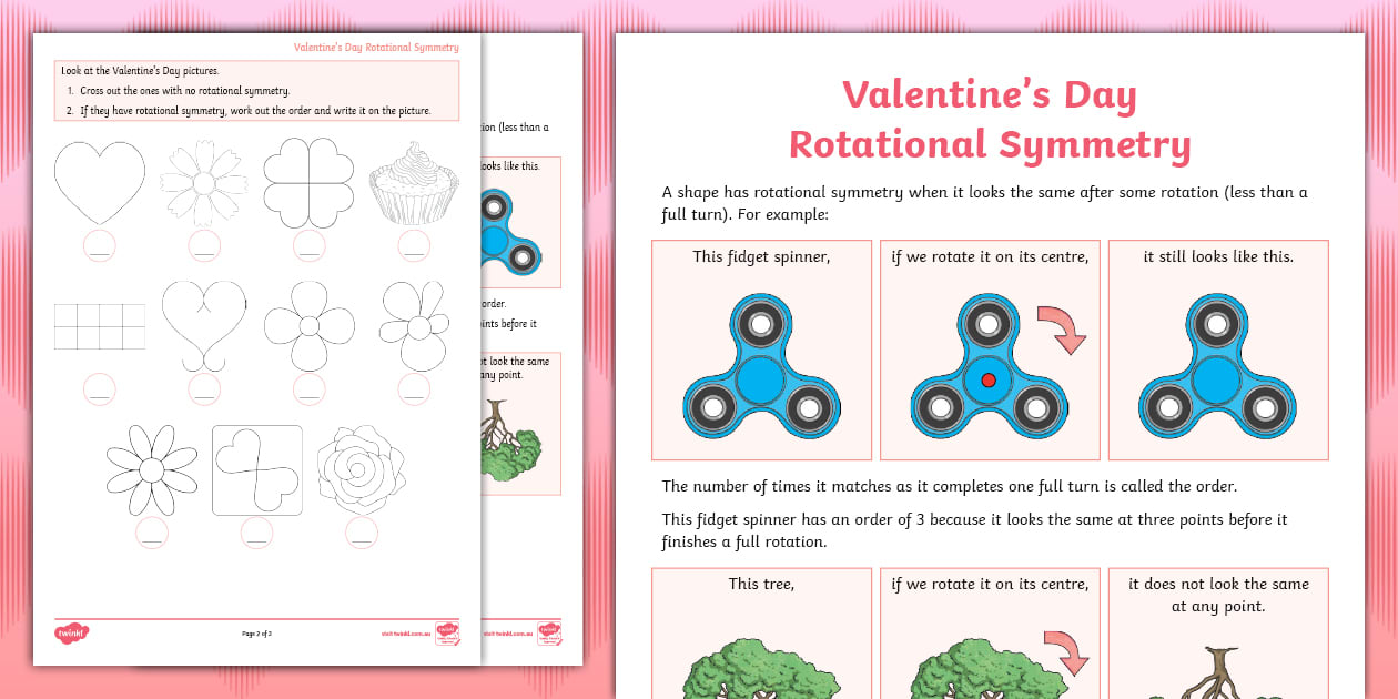 Valentine's Day Rotational Symmetry (Teacher-Made) - Twinkl