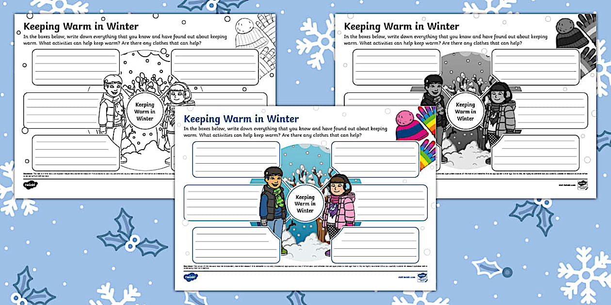 Keeping Warm in Winter Mind Map - Twinkl