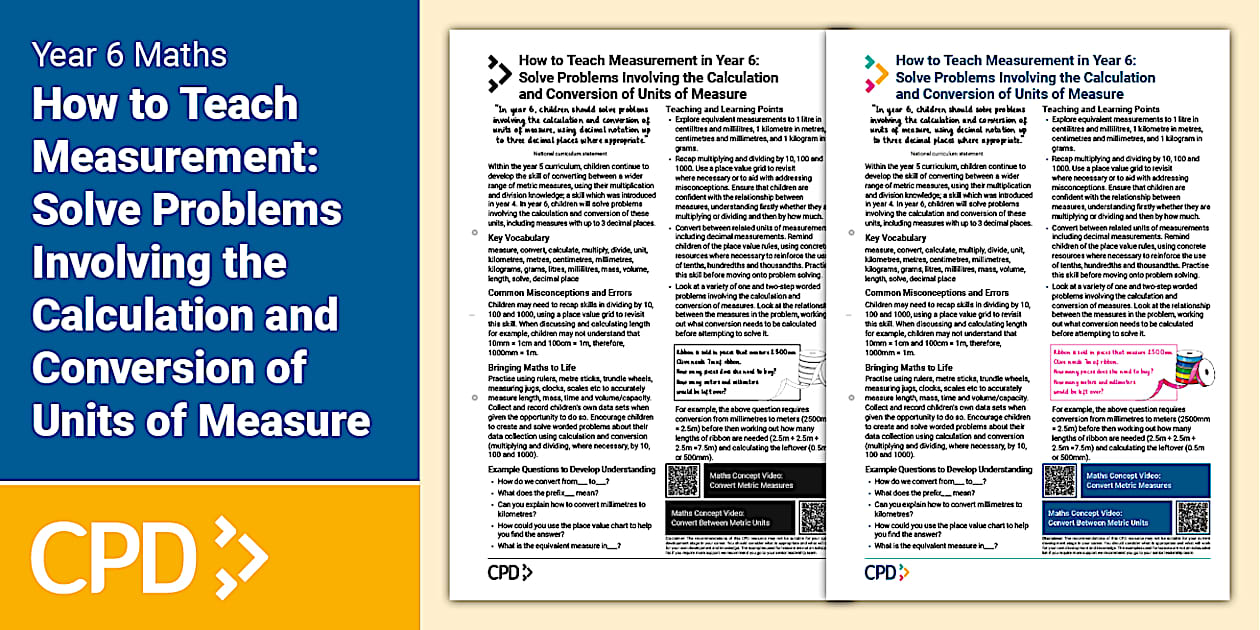 How to Teach Measurement in Year 6: Solve Problems involving the ...