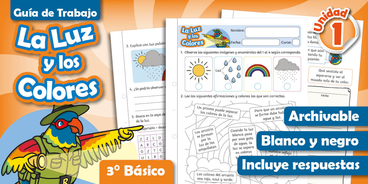 Guía | Trabajo | La Luz | los Colores | 3° Básico | Ciencias