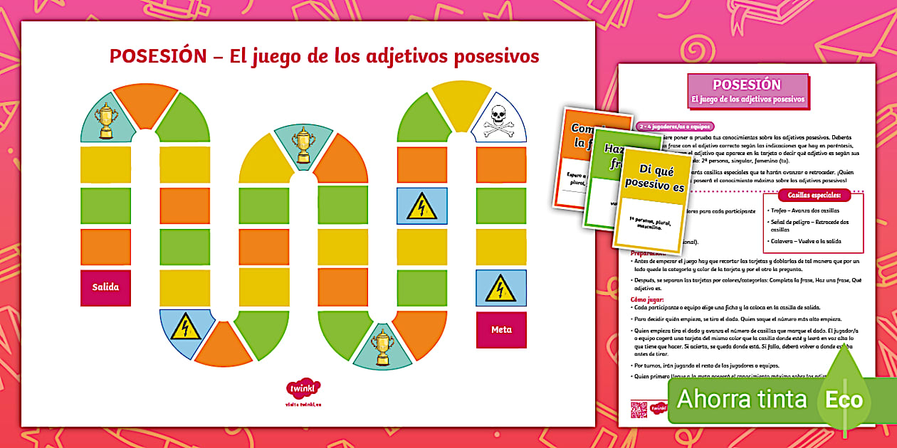 Juego de mesa: Posesión - El juego de los adjetivos posesivos