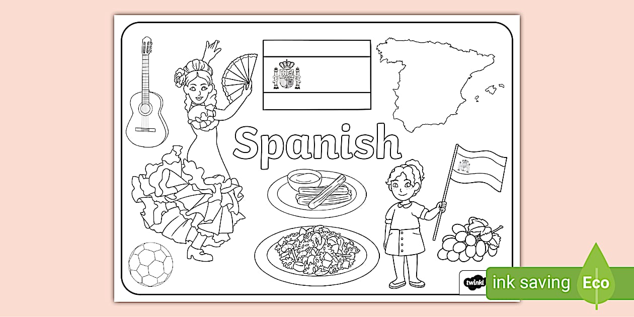 Spanish Doodle Colouring Page (teacher made) - Twinkl