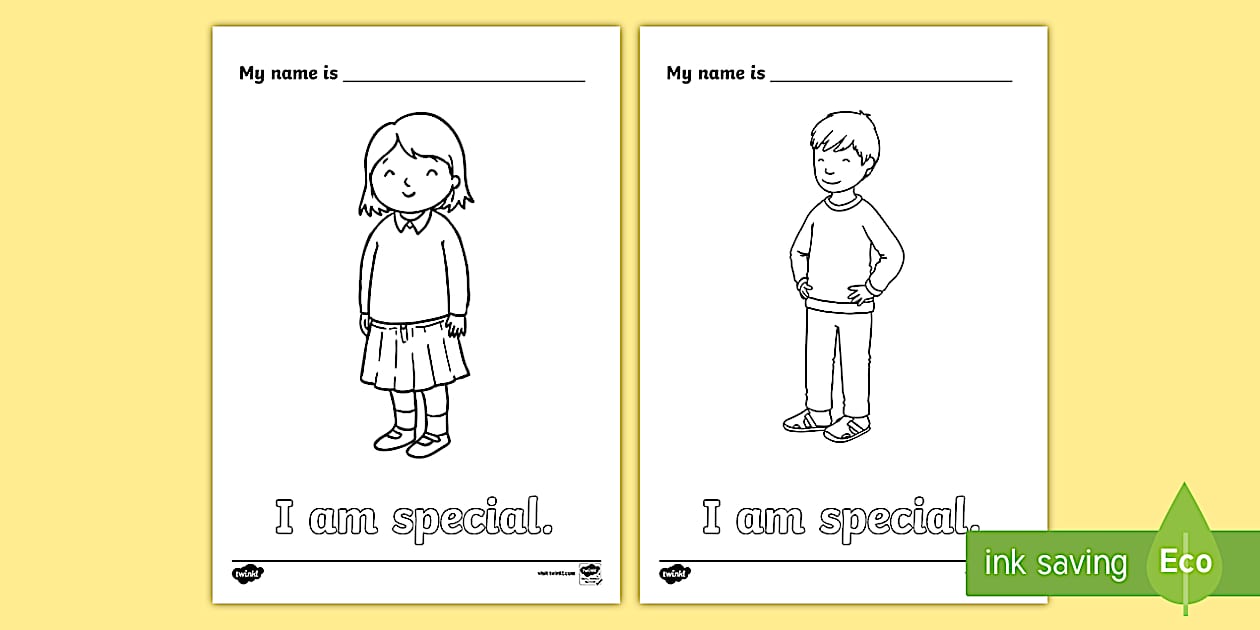I Am Special Colouring Page