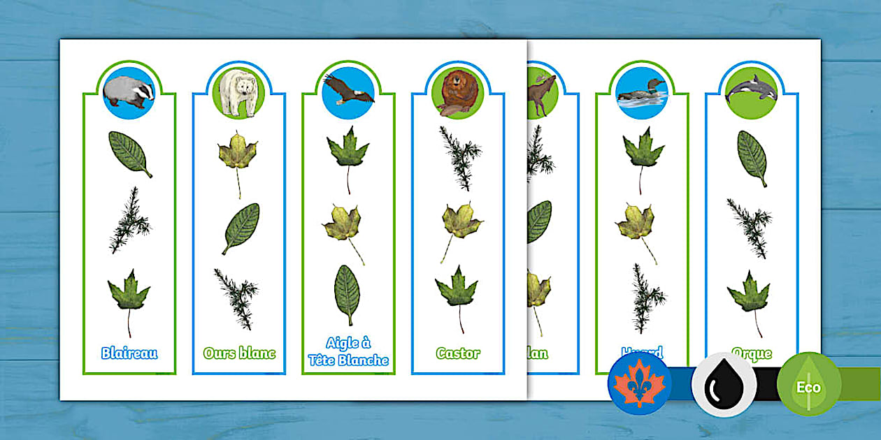 Canadian Nature and Wildlife Labelled Bookmarks French