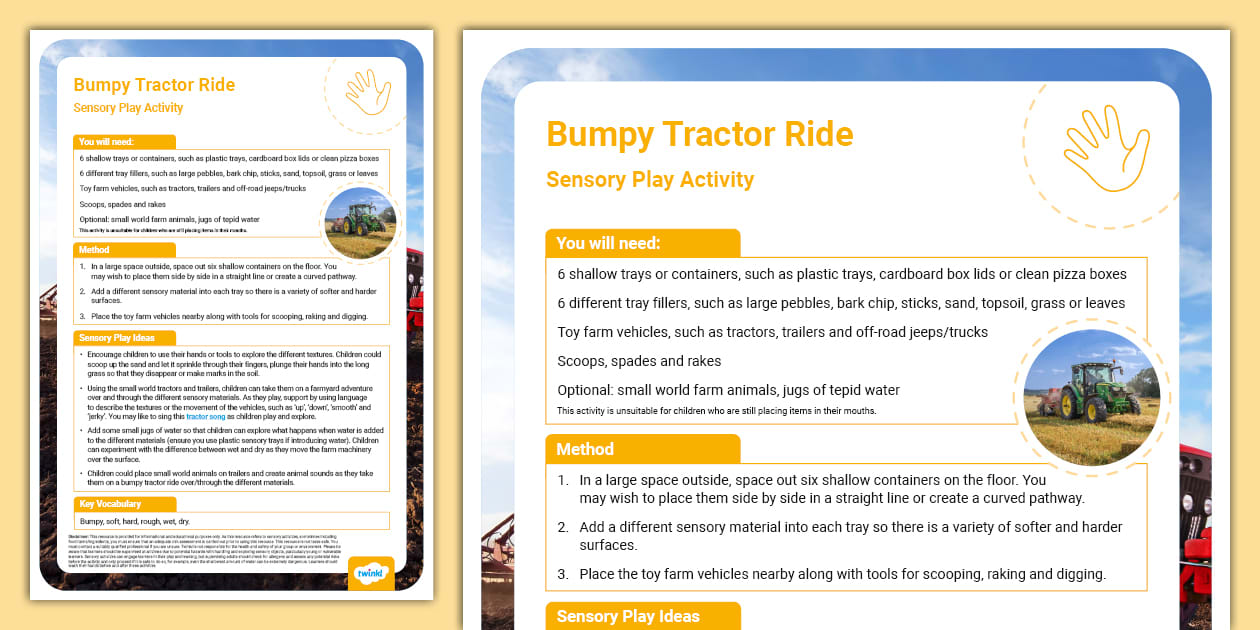 Bumpy Tractor Ride Sensory Play Activity | Toddlers | Twinkl