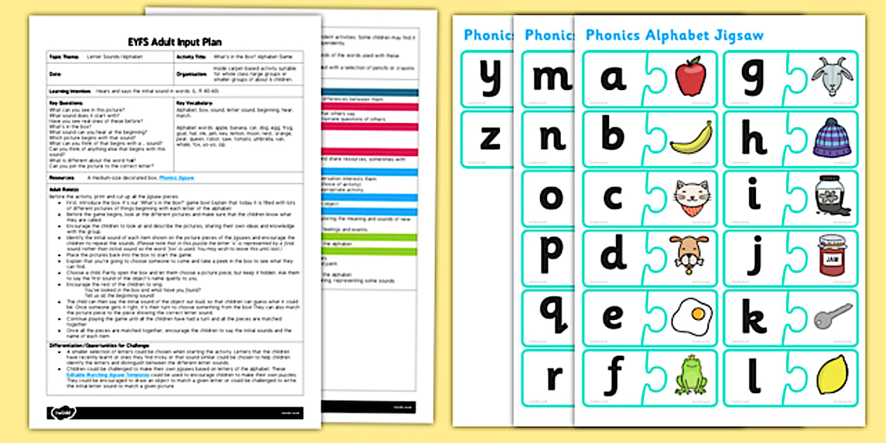 EYFS What's in the Box? Alphabet Game Adult Plan and Resource Pack
