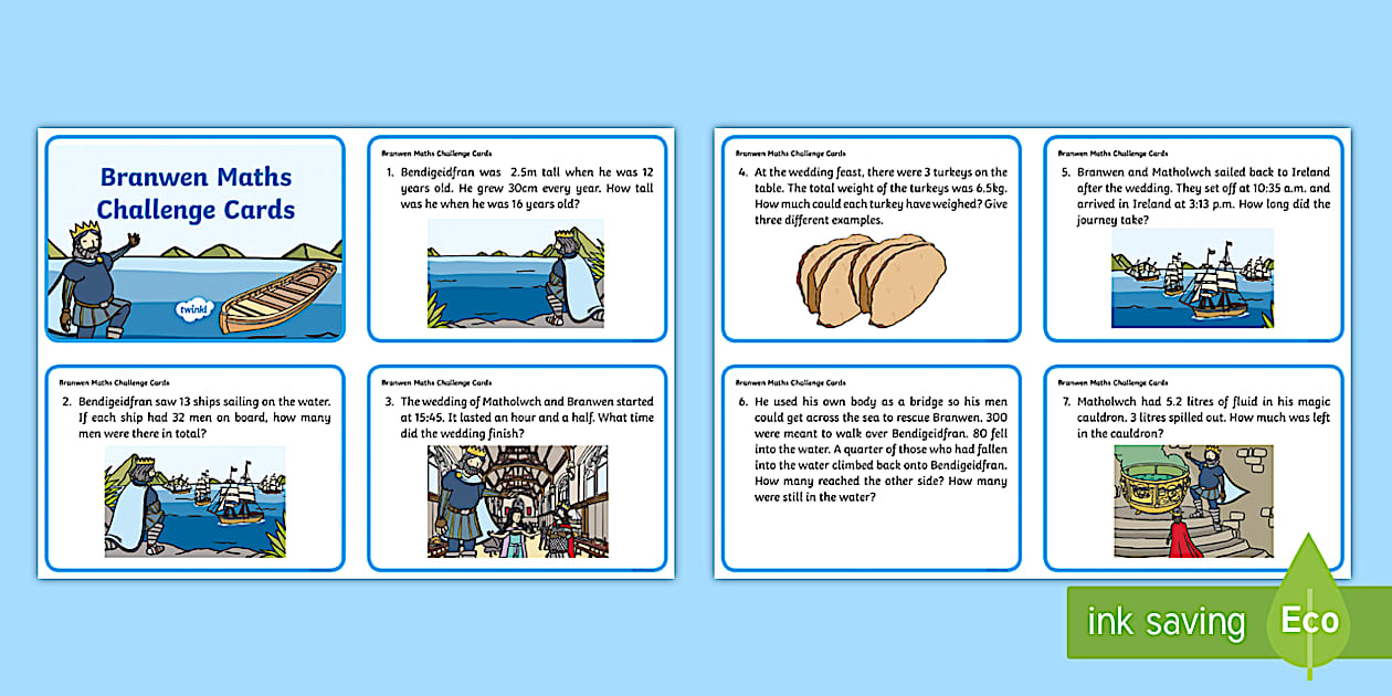 Welsh Legends: Branwen Maths Legends Challenge Cards