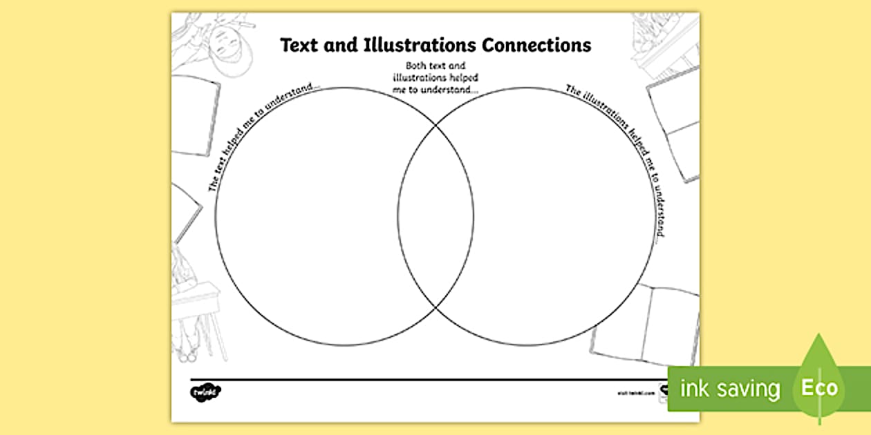 Text and Illustrations Connections Venn Diagram - Twinkl