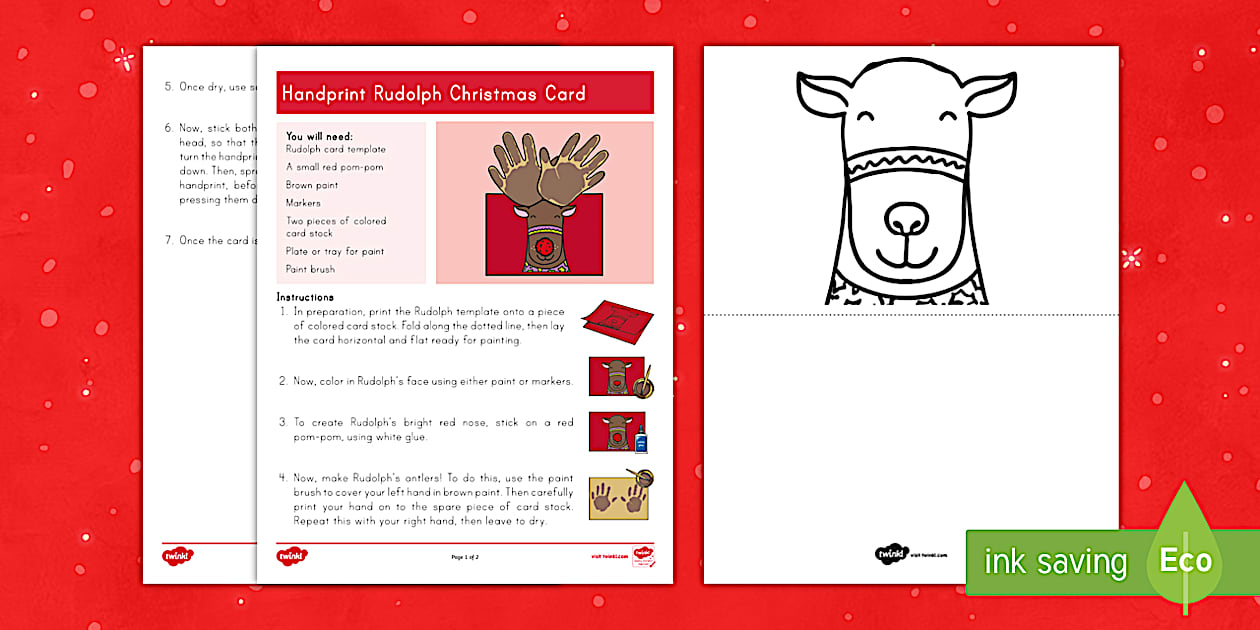 Rudolph Handprint Christmas Card Craft - English (United States)