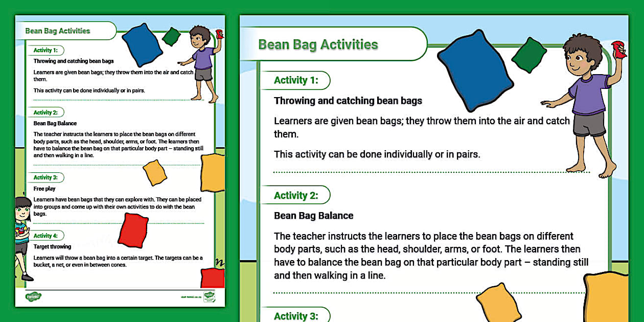 Grade 2 Physical Education: Bean Bag Activities - Twinkl