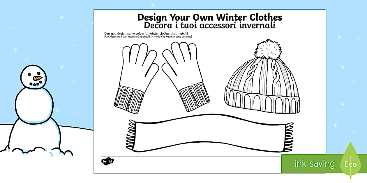 Design your own Winter Clothes English/Italian - Design Your Own Winter