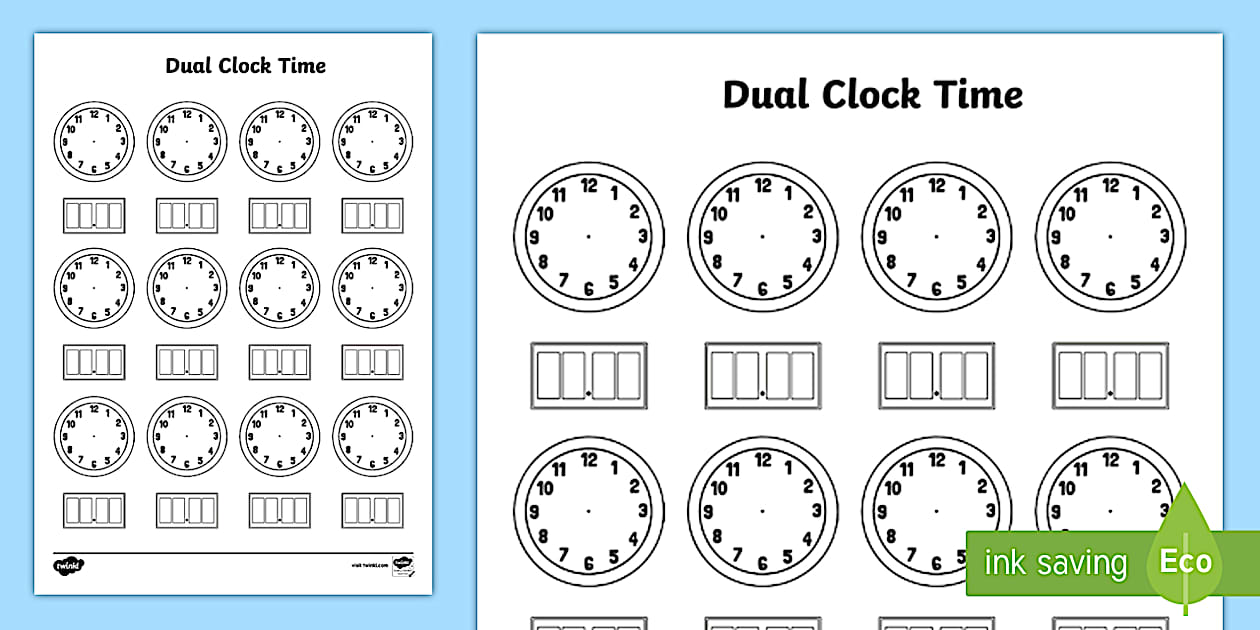 Dual Time Clock Template Worksheet / Worksheet - Twinkl