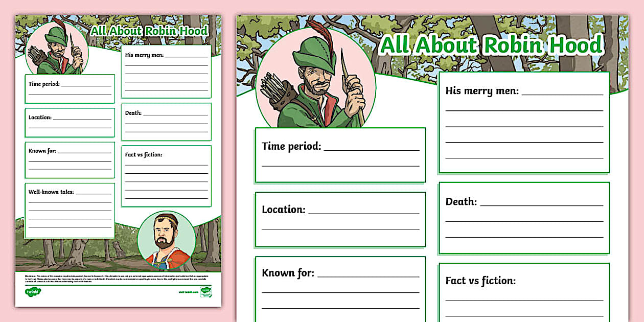 All About Robin Hood Fact File Template (teacher made)