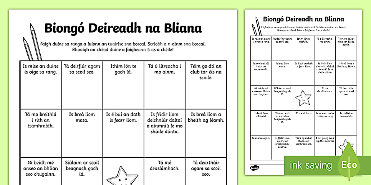 Biongó Deireadh na Bliana (teacher made) - Twinkl