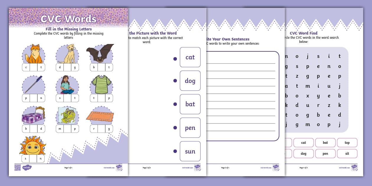 CVC Words Activity Sheet (teacher made) - Twinkl