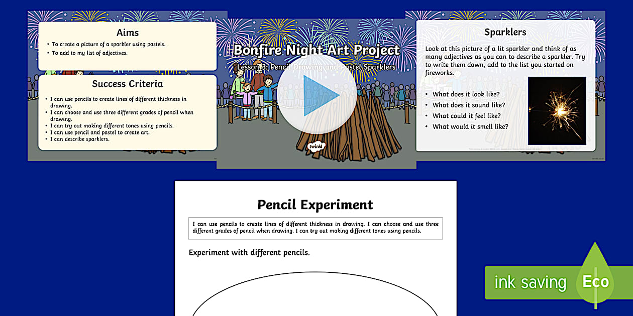 Bonfire Night Art Lesson Pack KS1 | PowerPoint & Worksheet