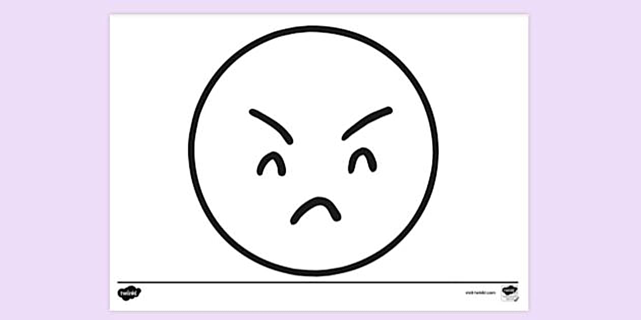 😊 Angry Emoji Colouring Sheet | Colouring Sheets - Twinkl