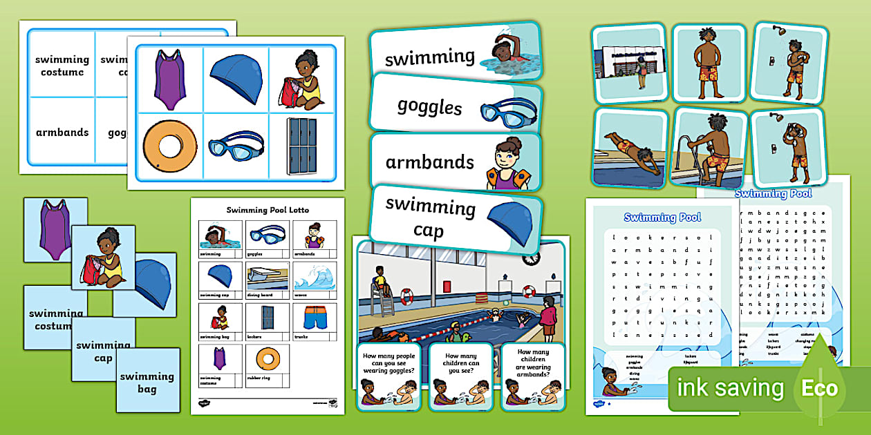 Swimming Pool Vocabulary and Comprehension Pack - Twinkl