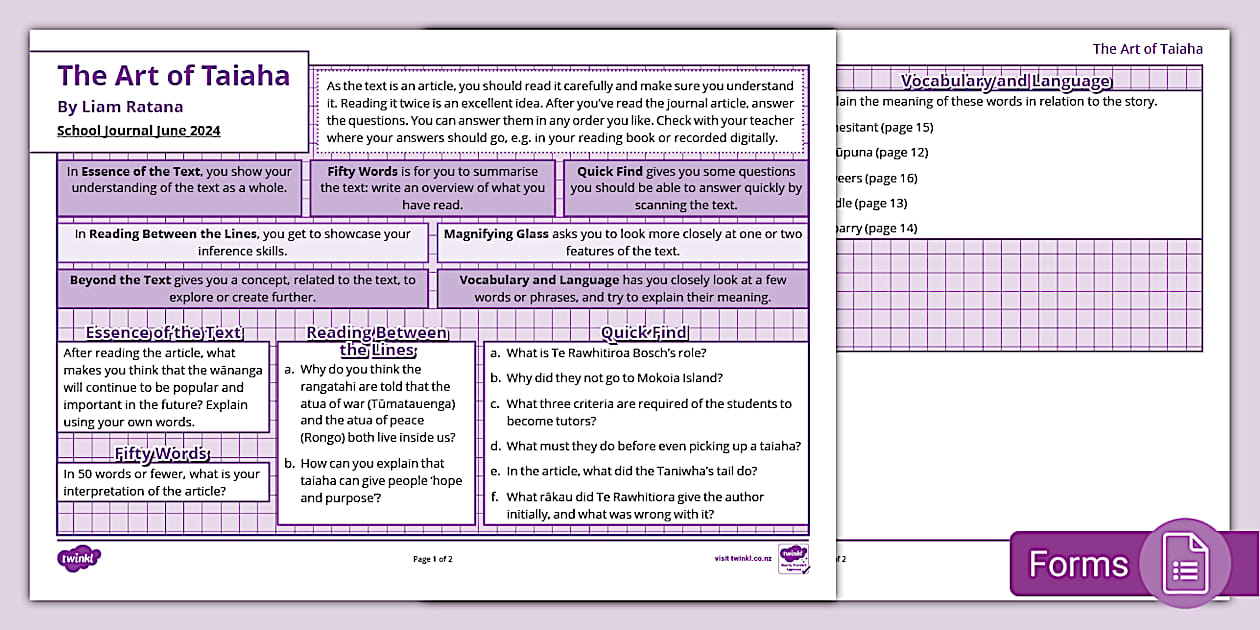 Level 4 June 2024 School Journal: The Art of Taiaha Article