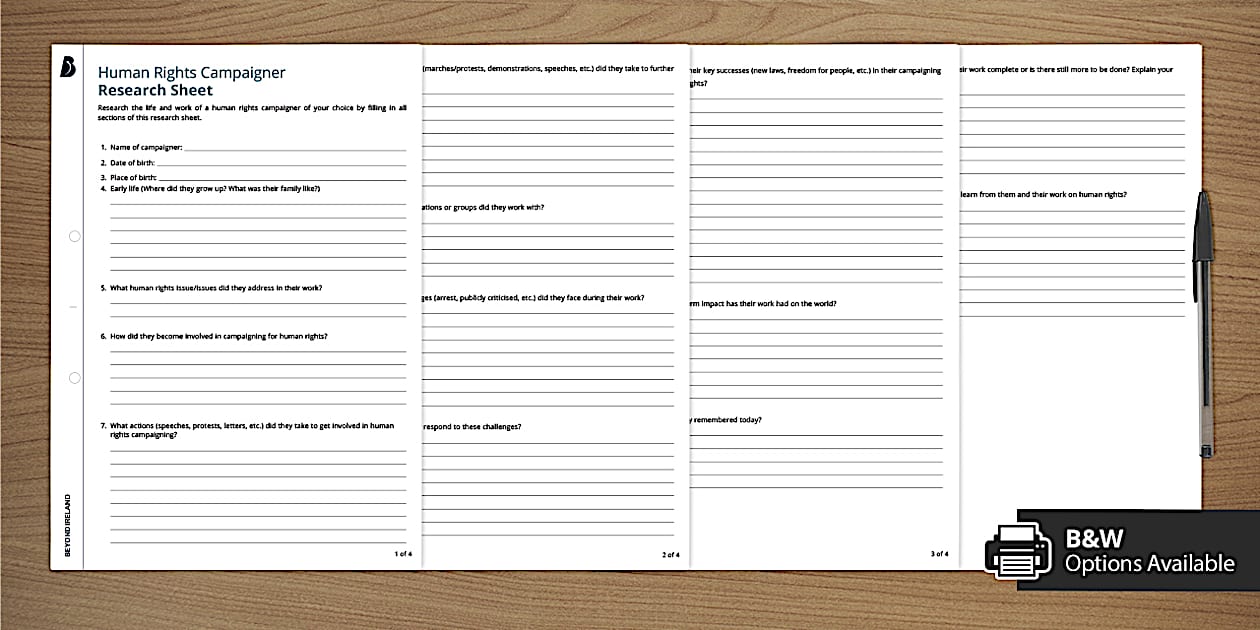 Human Rights Campaigner Research Sheet
