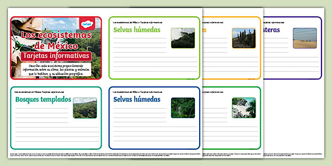 Tarjetas informativas: Los ecosistemas de México - Twinkl