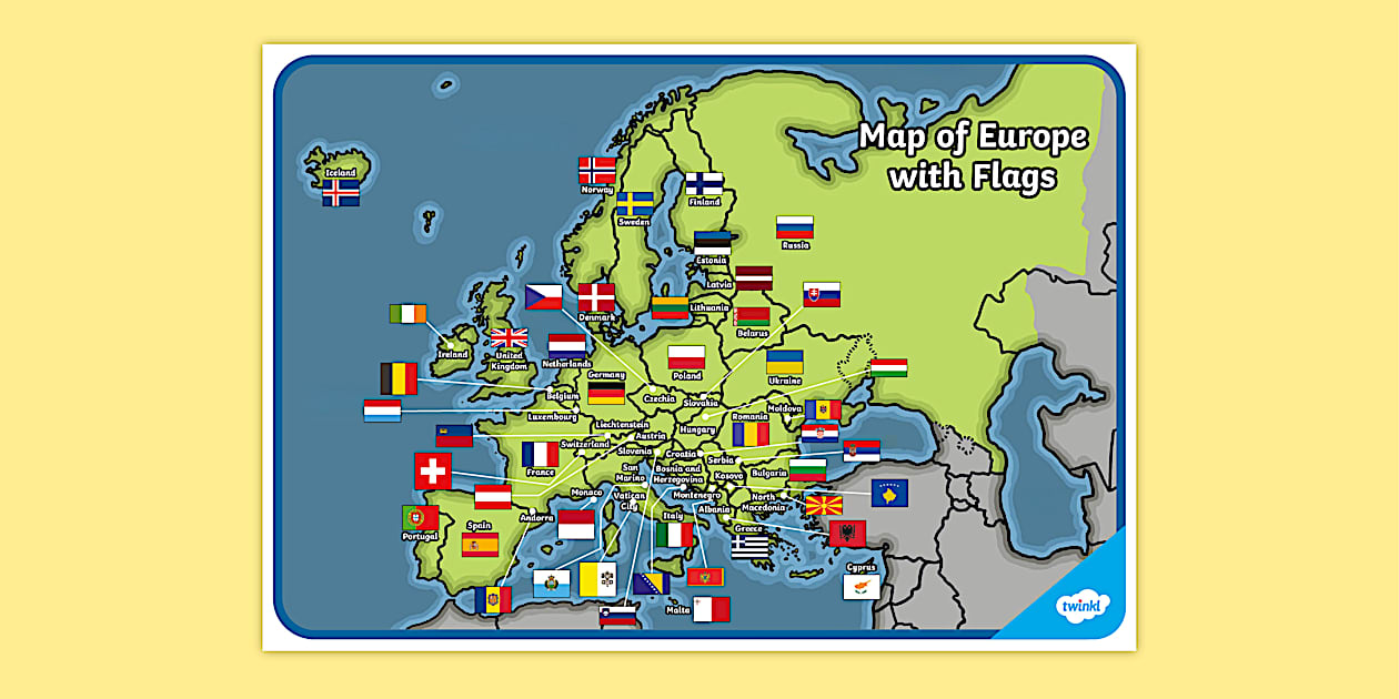 Labelled Map of Europe | Primary Teaching Resources | Twinkl