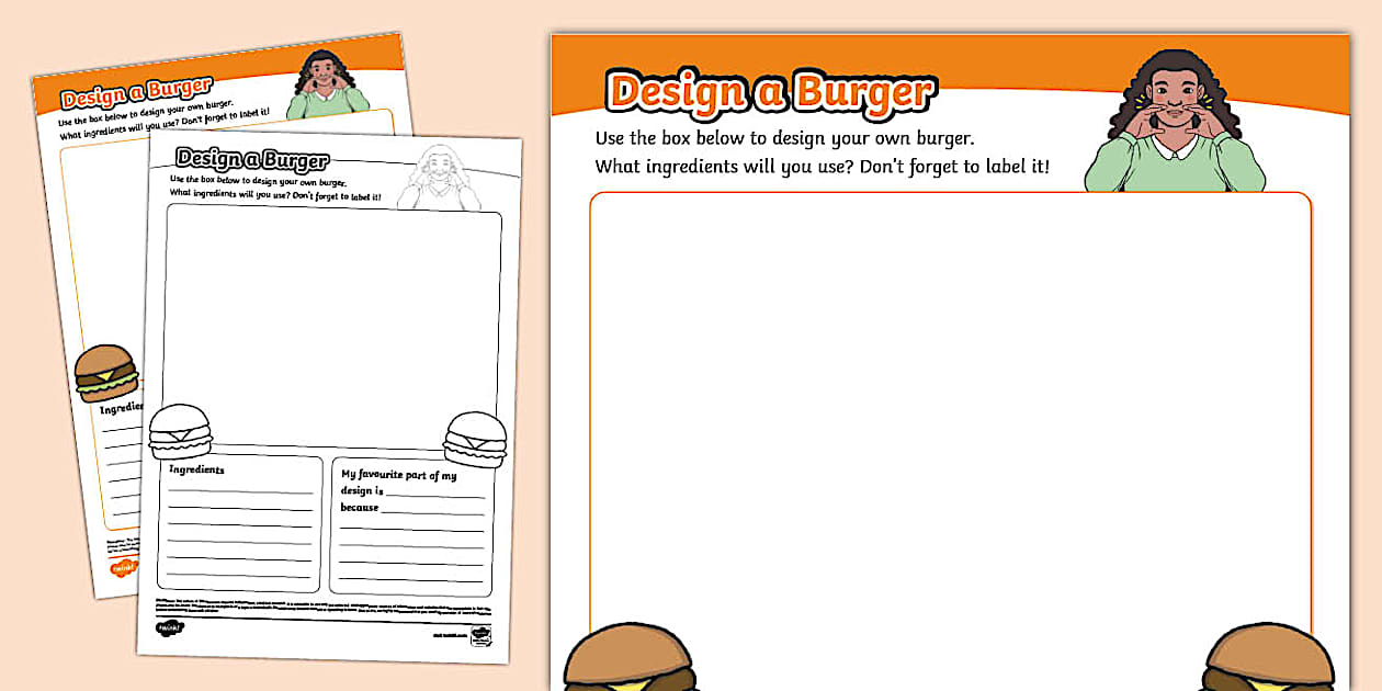 Design a Burger Worksheet (Hecho por educadores) - Twinkl