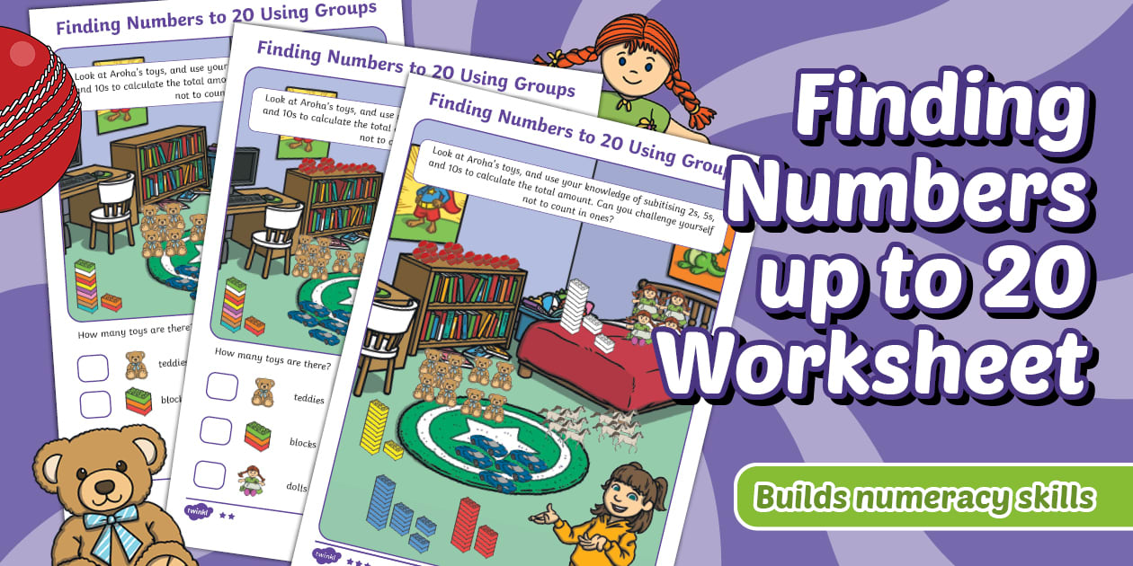 Find Numbers to 20 Using Groups Worksheet