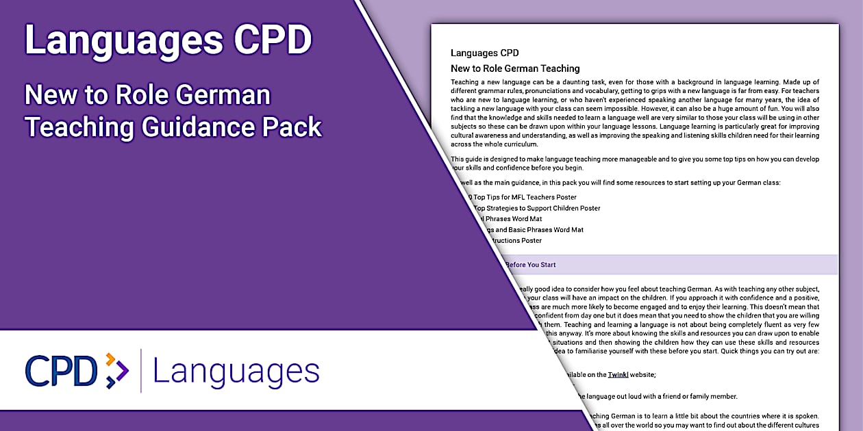 👉 Languages CPD: New to Role German Teaching Guidance Pack