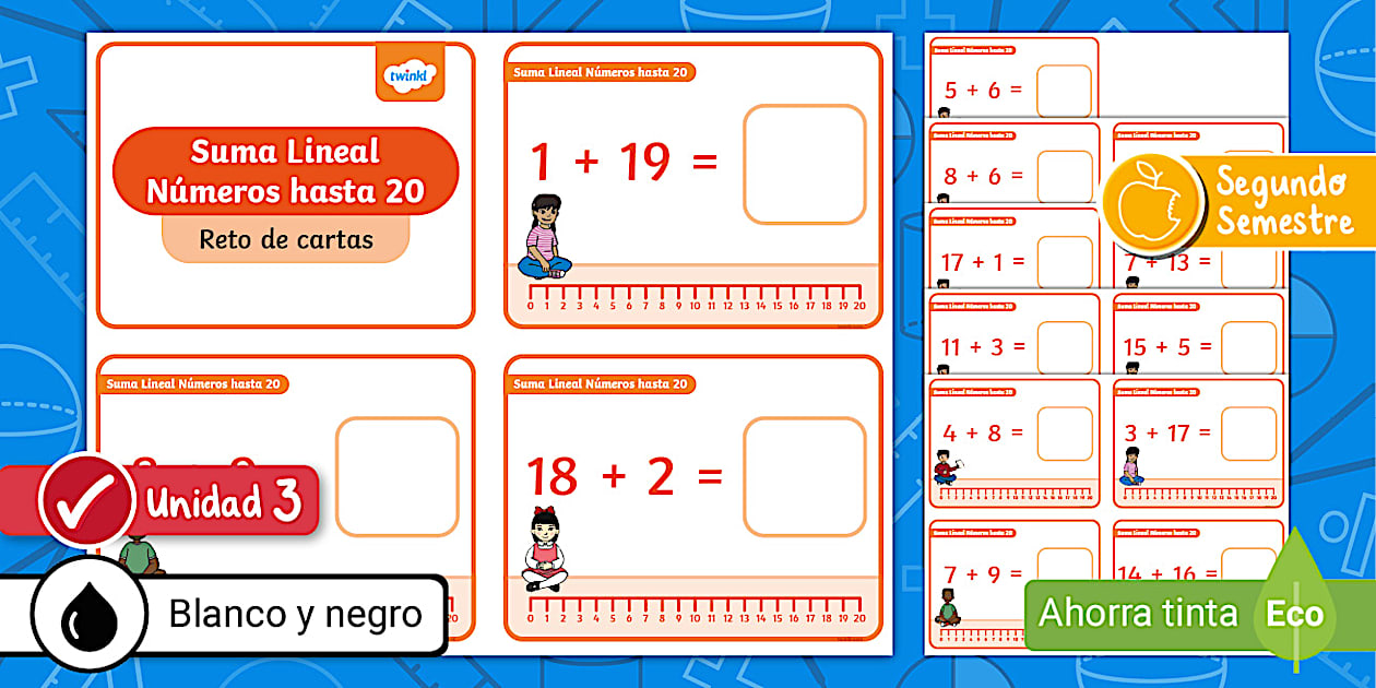 Reto de Cartas: Suma Números hasta 20 (teacher made)