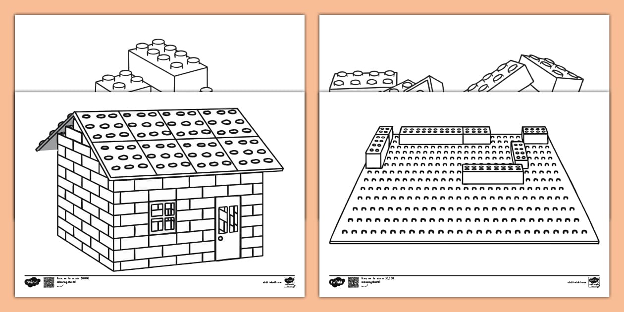 Building Brick Colouring Pages (teacher made) - Twinkl
