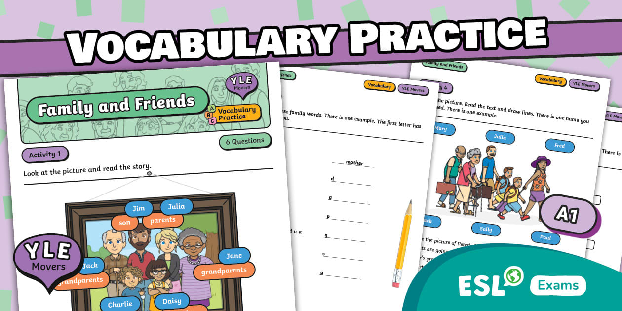 YLE Movers Vocabulary Activity Sheet - Family and Friends