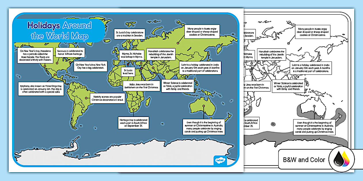 Winter Holidays Around the World Map (Teacher-Made) - Twinkl